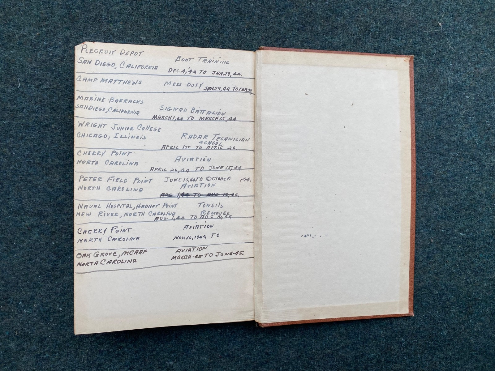 Original WW2 USMC Fleet Marine Aviators Flight Log Book SBD5 Dauntless ...