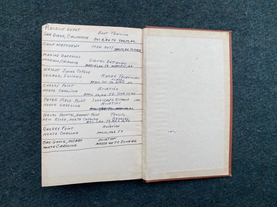 Original WW2 USMC Fleet Marine Aviators Flight Log Book SBD5 Dauntless ...