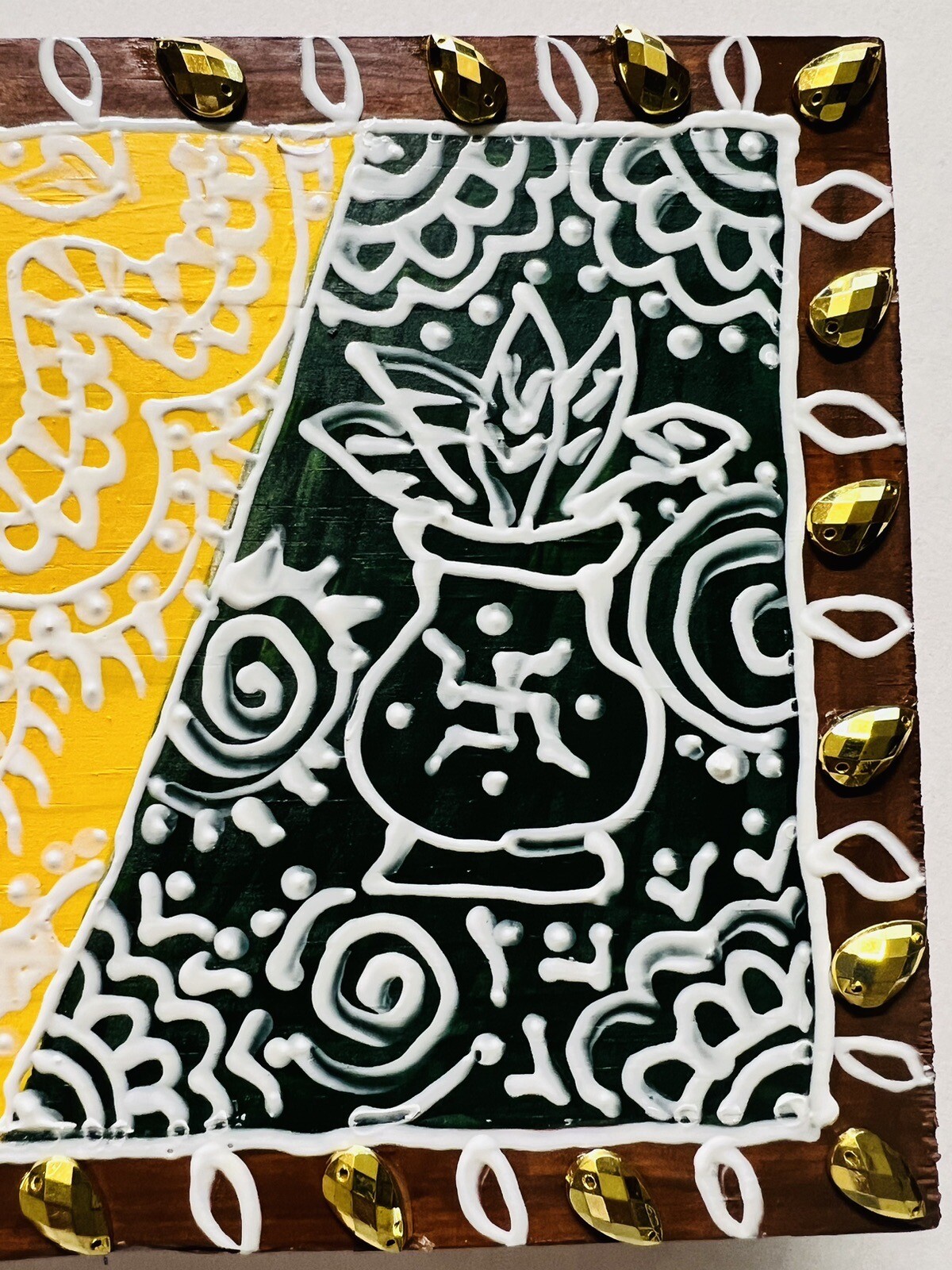 Indian manai om Wooden Pooja Chowki bajot peetha singhasan Temple ...
