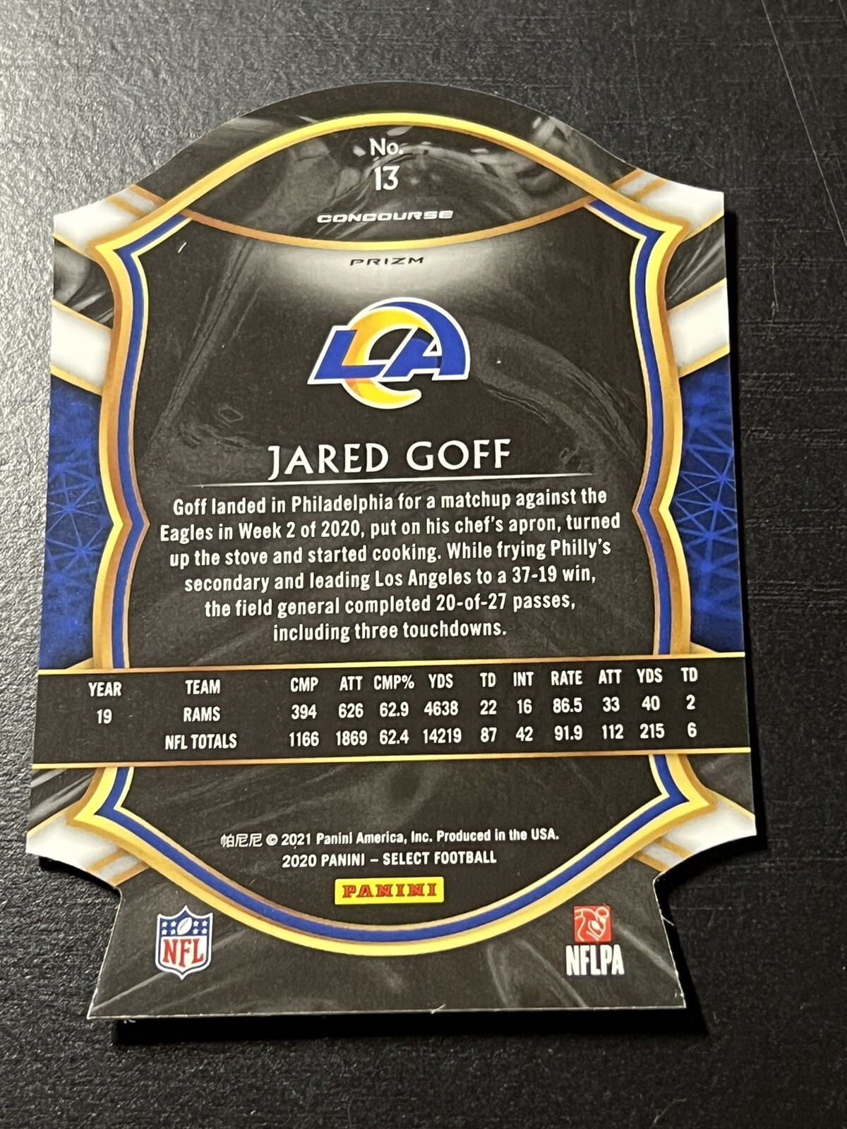 Jared Goff 2020 Select Concourse Level Red Die-Cut Prizm Card | eBay