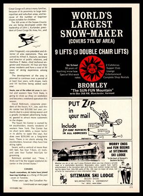 1965 Bromley Resort Manchester VT Sitzmark Ski Lodge Wilmington Vermont ...