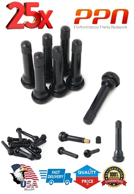 25 Valves TR418 STANDARD 2" SNAP IN TUBELESS BLACK RUBBER TIRE VALVE ...
