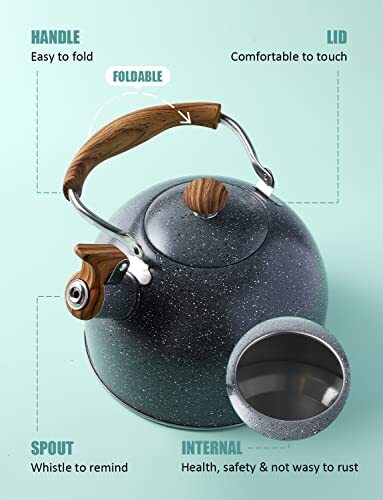 Tea Kettle 85 Oz / 2.5 Liter Whistling Tea Kettle Tea Pots For Stove ...