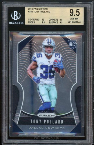 Tony Pollard Rookie Card 2019 Panini Prizm #339 BGS 9.5 (10 9.5 9.5 9.5 ...
