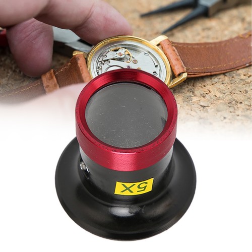 Watch Loupe 5x Magnifying Rounded Edges Red Black Aluminum Housing ...