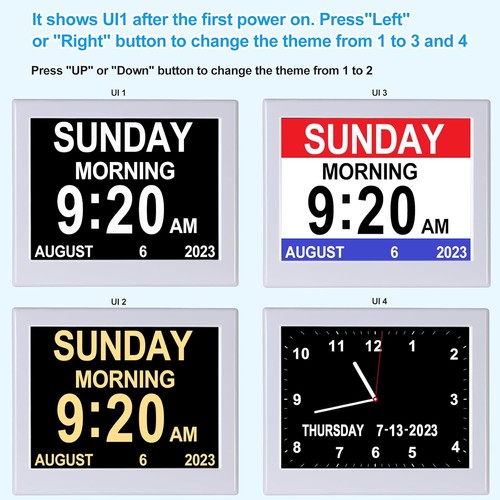 Day Date Time Clock for Seniors Elderly Digital Calendar Dementia 8"-1 ...
