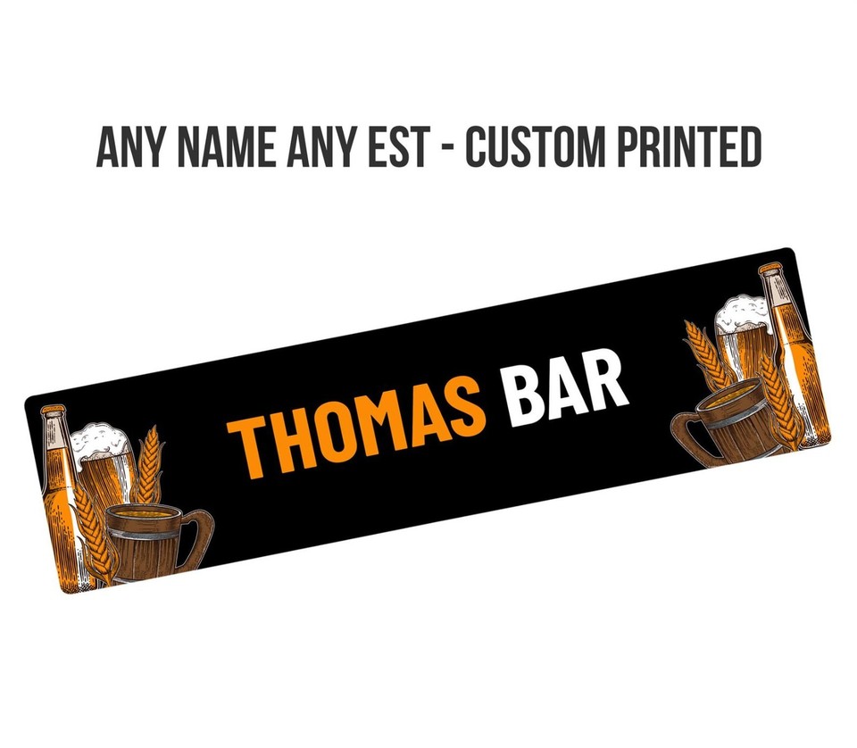 Personalised Bar Runner with Custom Text – Ideal for Home Bar, Pub or ...