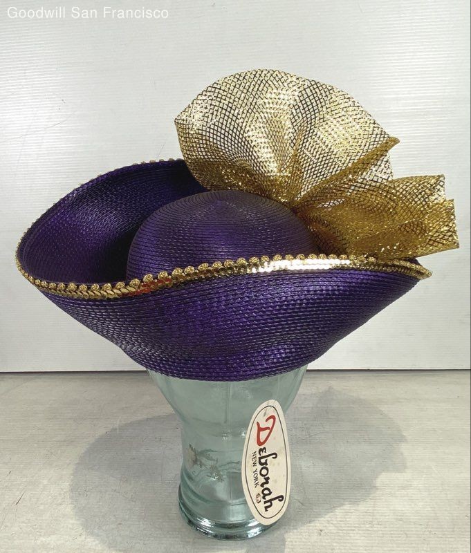 NWT Vintage Deborah New York Purple Gold Beaded Fascinator Womens Hat ...