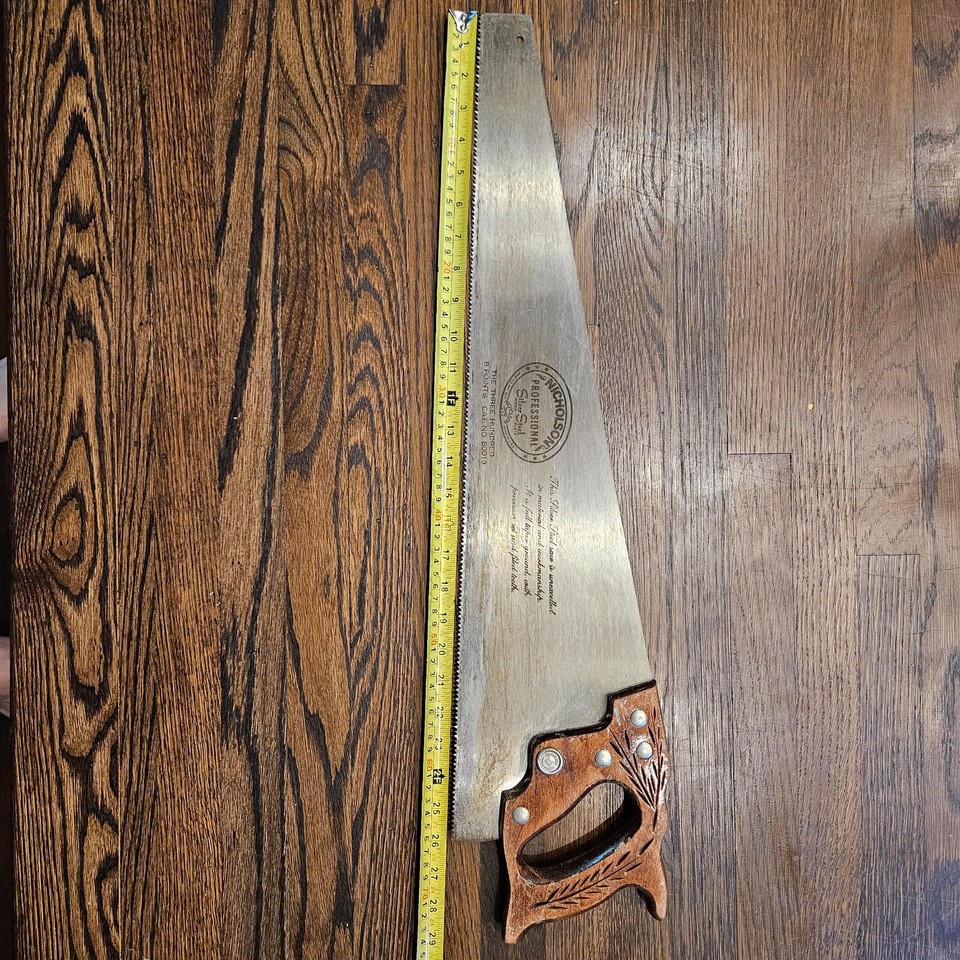 Vintage Nicholson Silver Steel Three Hundred 8 Point Hand Saw Model ...