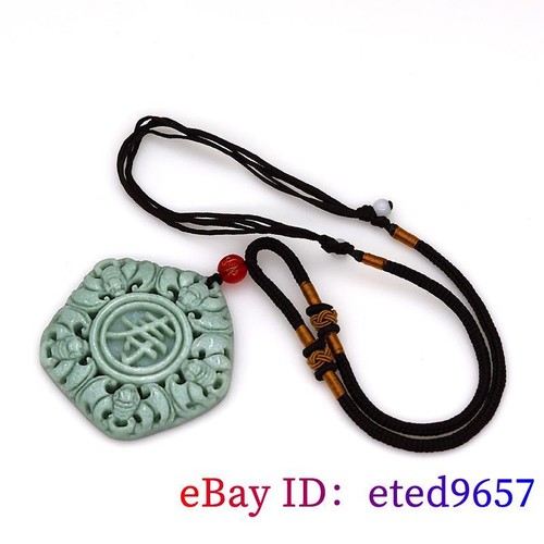 Jade Bat Pendant Natural Green Charm Talismans Jewelry Necklace Chinese ...