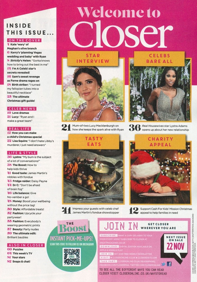 UK Closer Magazine Kate Middleton, Meghan Markle, Helen Skelton, Katona ...