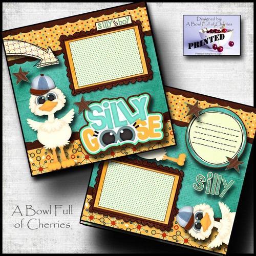 SILLY GOOSE ~ boy 2 premade scrapbook pages paper 12X12 layout baby ...