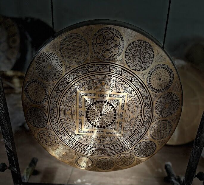 50CM Mandala Etching Carving Gong-Handmade Gong-Deep Sound Vibration ...