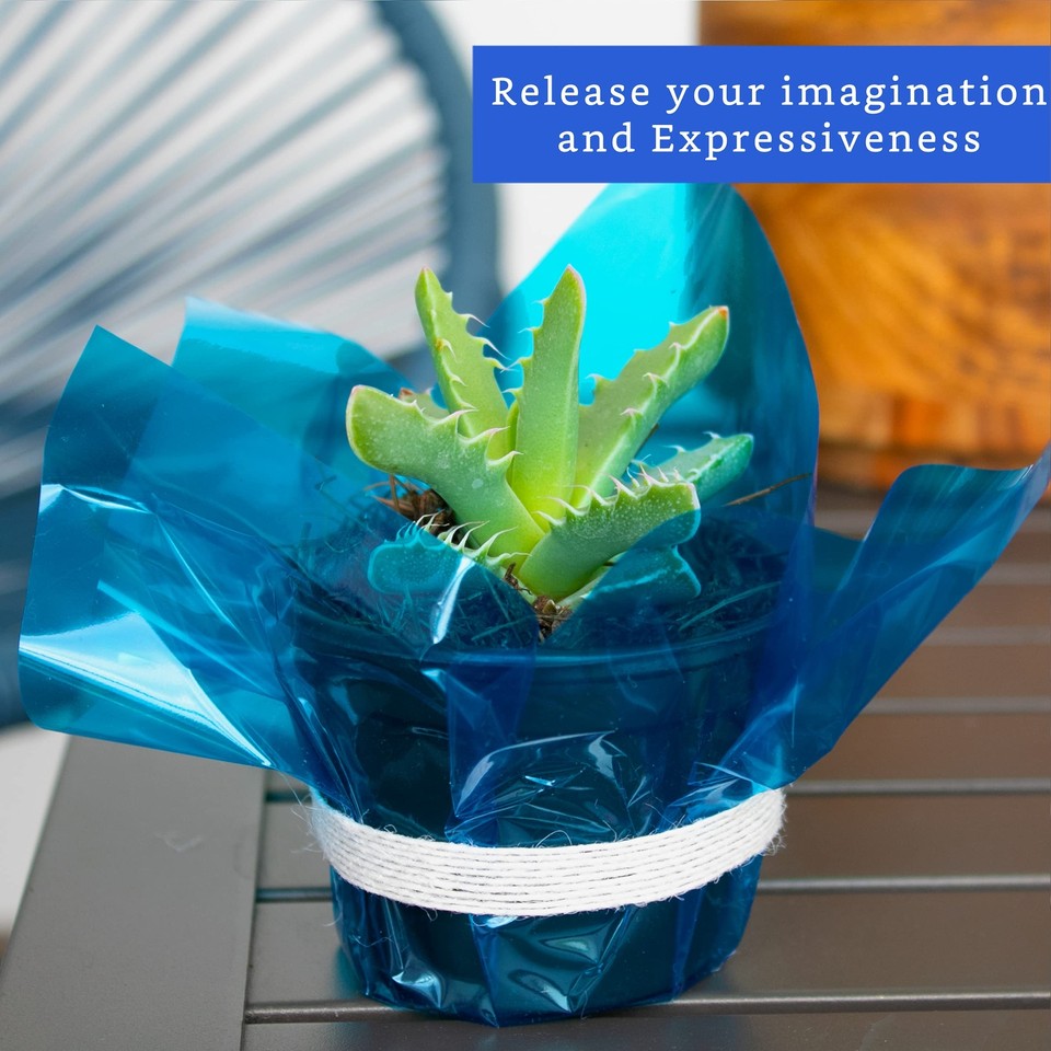 200 ft Blue Cellophane Wrap Roll 16 in x 200 ft - Colored Cellophane ...