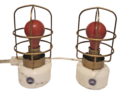 Industrial Cage Table Lamps Intertek Howin Marble Base Brass Finish ...