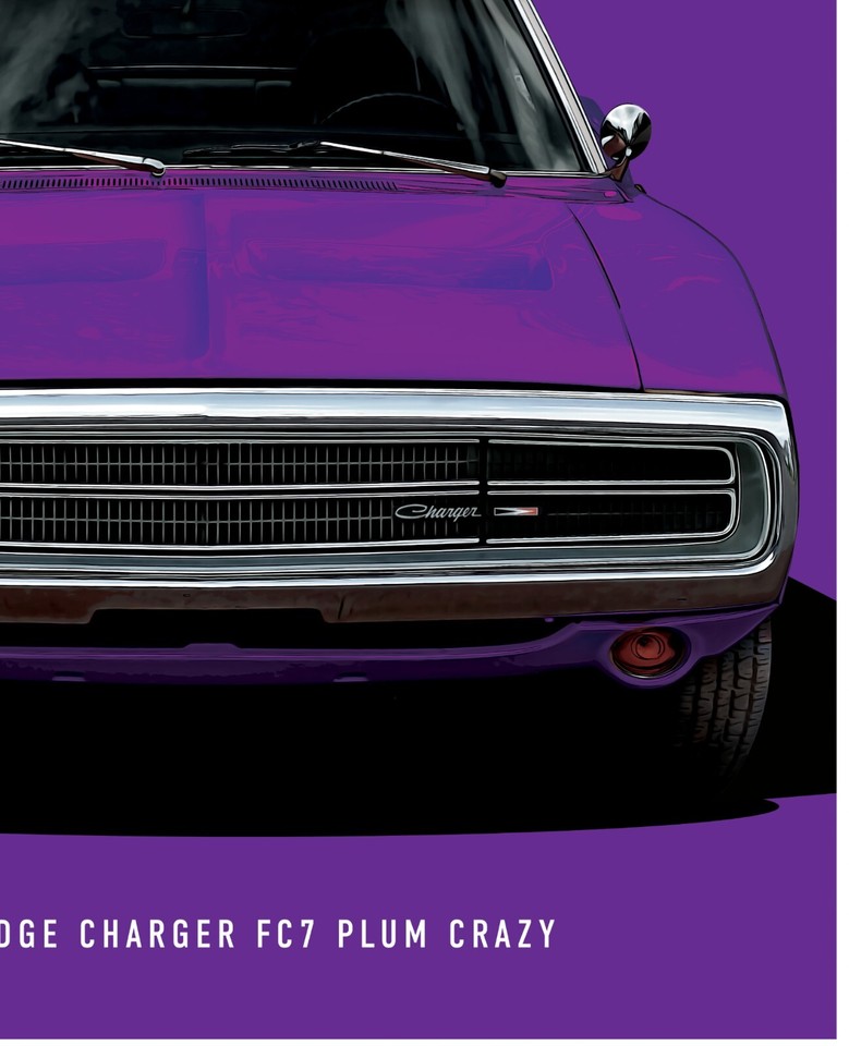 1970 Dodge Charger Muscle Car MOPAR Poster "Plum Crazy" Purple Retro ...