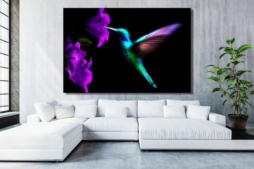 Hummingbird Fractal Tempered Glass Printing Wall Art Australian Made ...