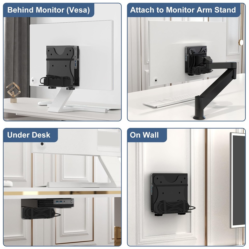 Adjustable Thin Client Mini PC Mount Bracket Vesa Under Desk Wall ...