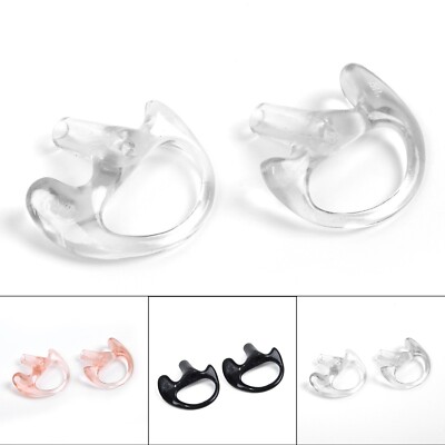 6 PCS 3 Pair Ear Molds 24mm 25mm 26mm Clear Tube 2-Way Radio Black Pink ...