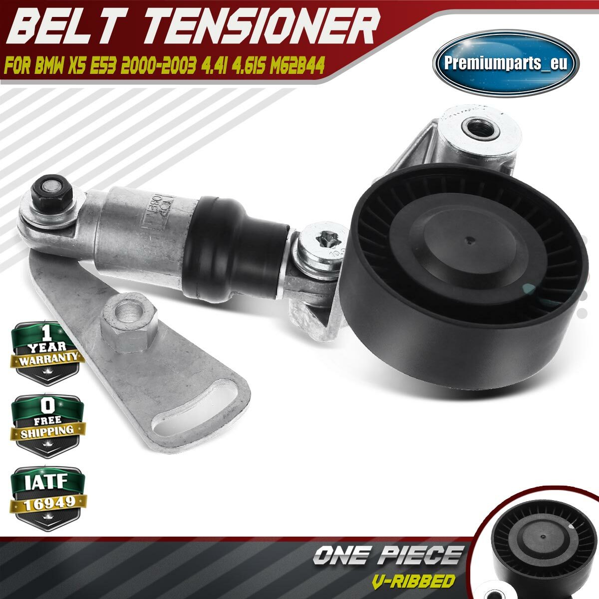 Belt Tensioner V- Ribbed for BMW X5 E53 2000-2003 4.4i 4.6is M62B44 ...
