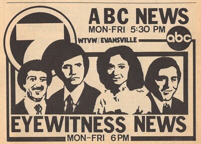 1978 WTVW TV NEWS AD ~ MARY WIEDEN & LEE DENNEY REPORTERS Evansville ...