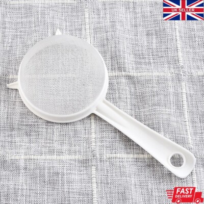 2Pc White Plastic Strainer Fine Tea Coffee Juice Food Sieve Mesh Scoop ...