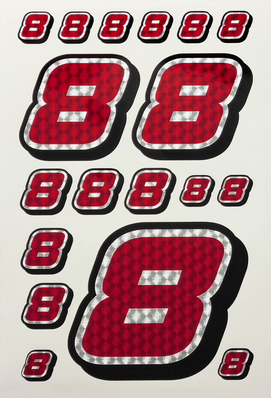 Racing Numbers Number 8 Decal Sticker Pack Red Silver 1/8 1/10 RC ...