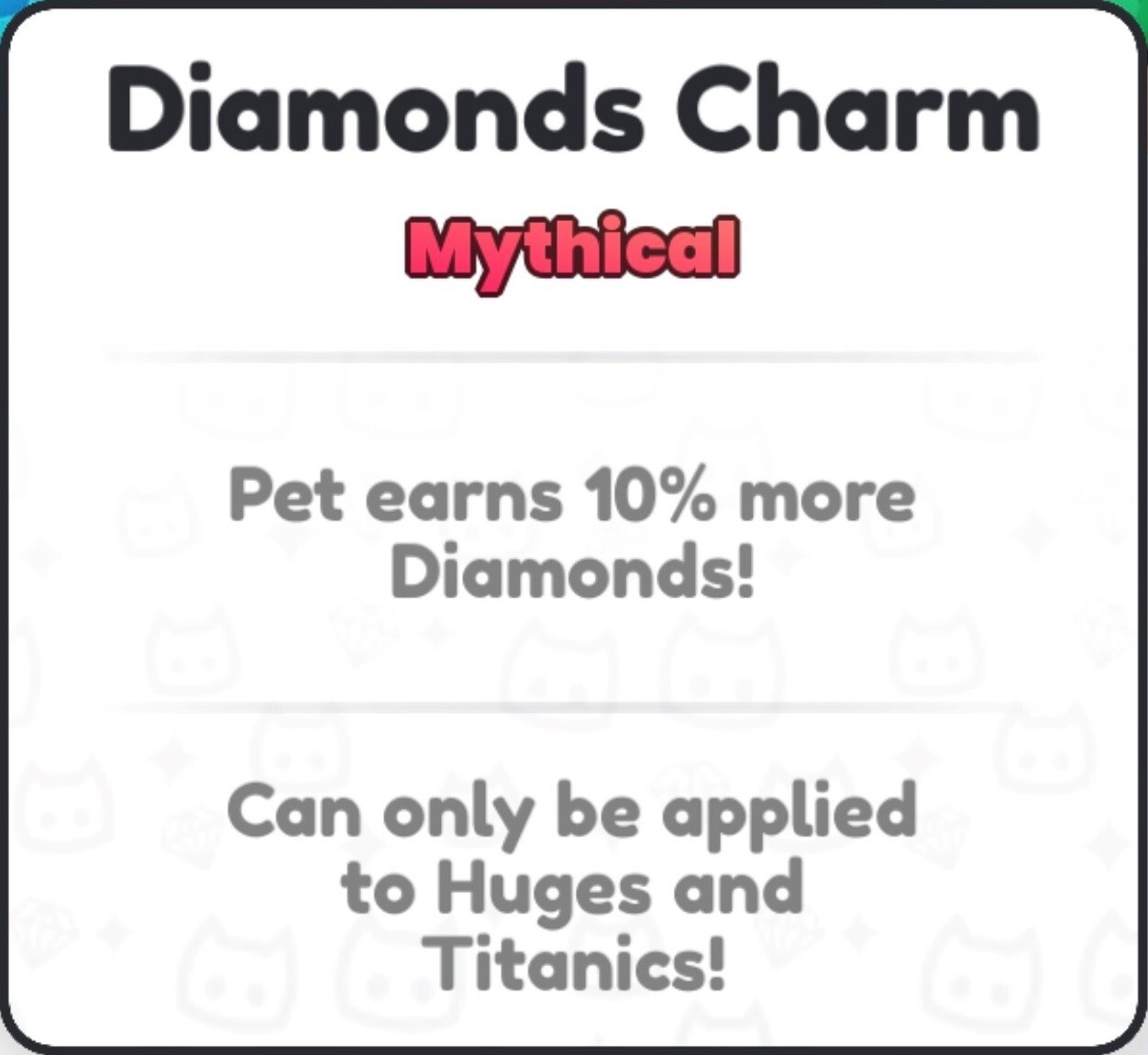 Diamonds Charm Pet Sim Simulator 99 PS99 Roblox Game | eBay