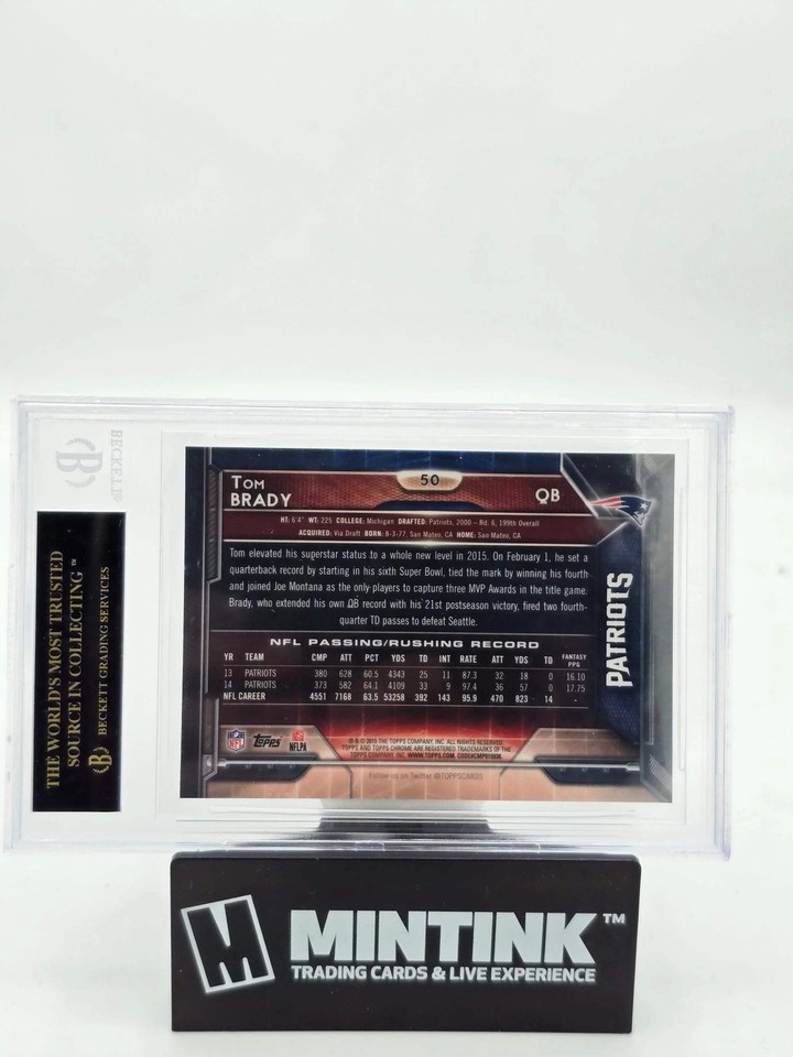 2015 Topps Chrome Football Tom Brady Green Refractor BGS 10 "Black ...