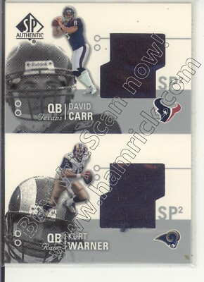 david carr rookie draft rc kurt warner game used gu dual jersey patch ...