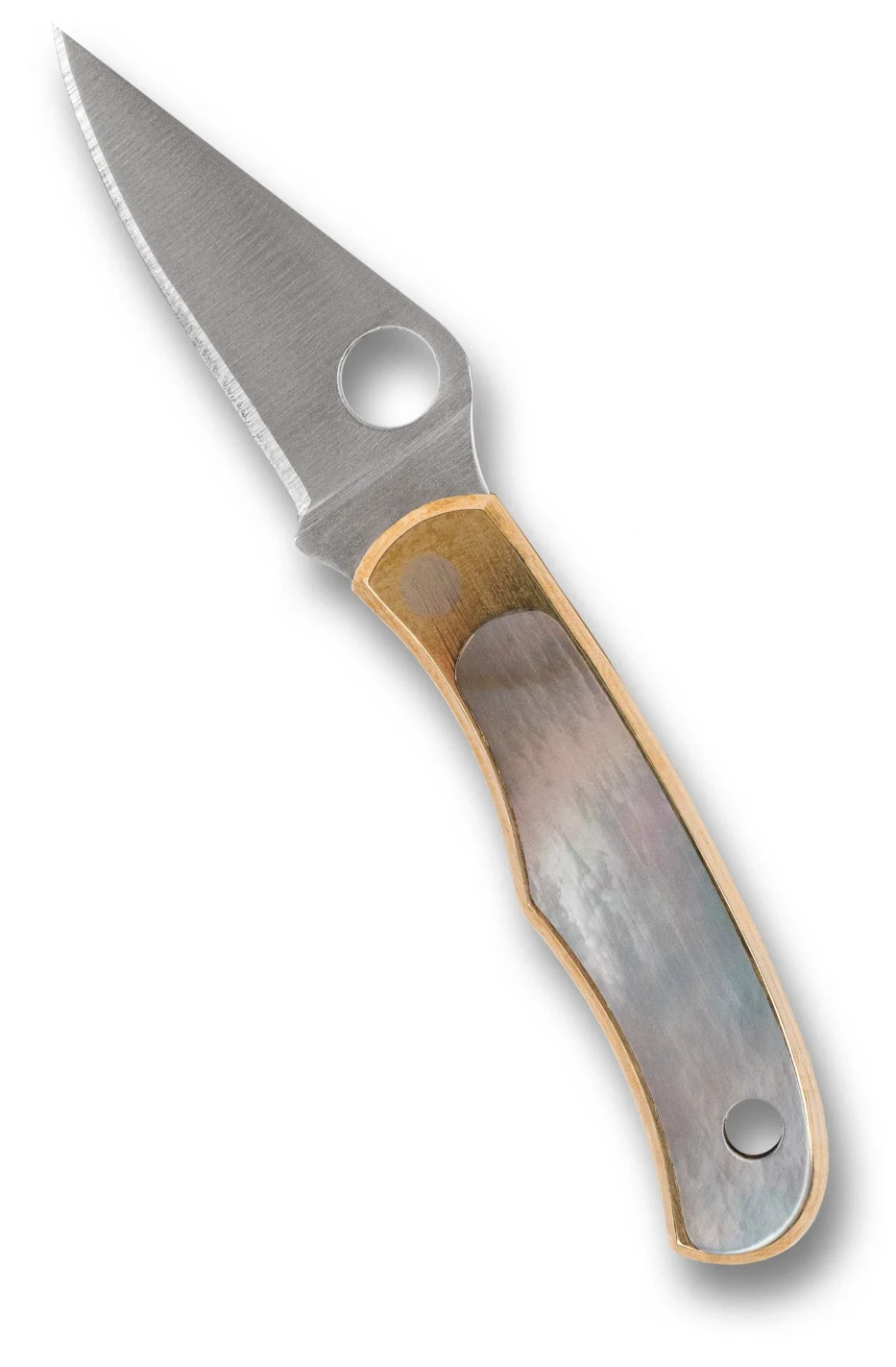 Spyderco Bug Nickel/Silver Abalone 1.25" Plain Edge Folding Pocket ...