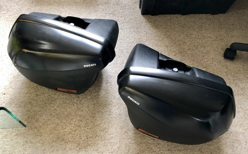 2 Ducati Panniers with Keys, black. For Ducati Multistrada, ST, Monster ...