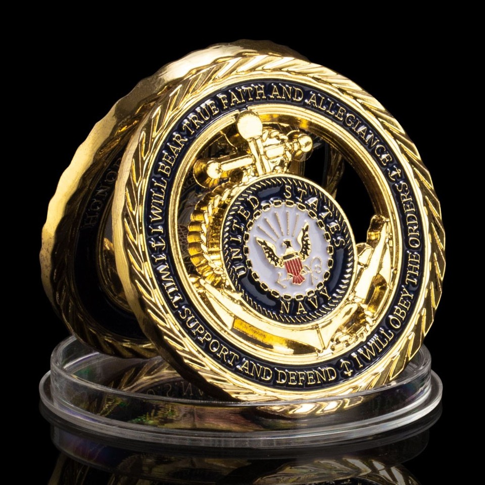 Navy Hollow Emblem Gold Core Values Military Challenge Coin | eBay