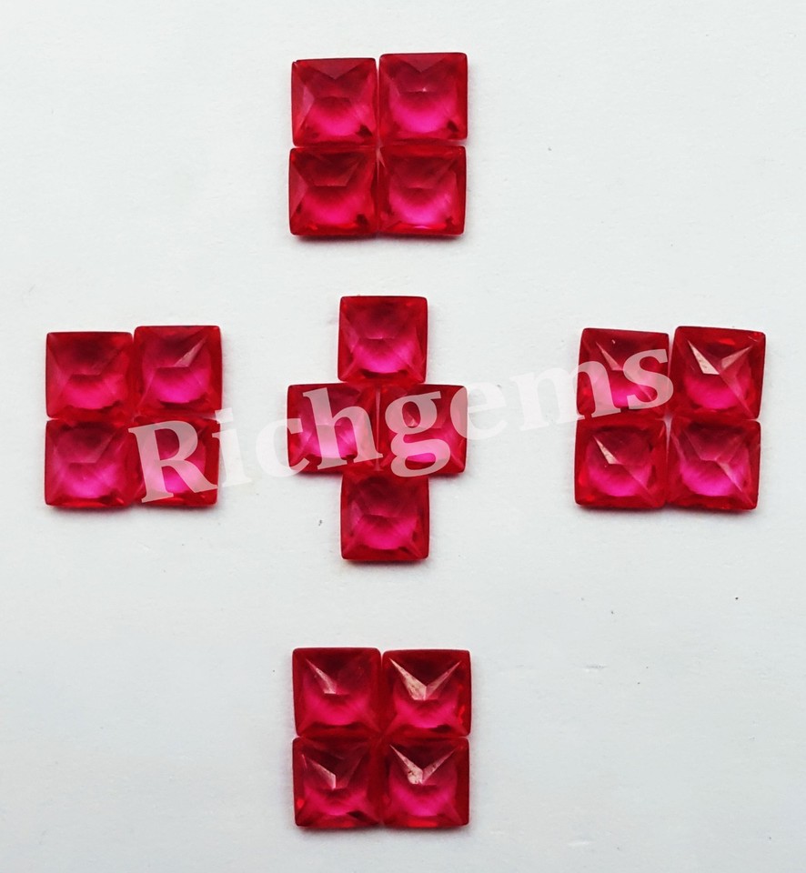 Natural Ruby Lot 6x6 MM 20 Pcs Certified Square Cut Loose Gemstone ...