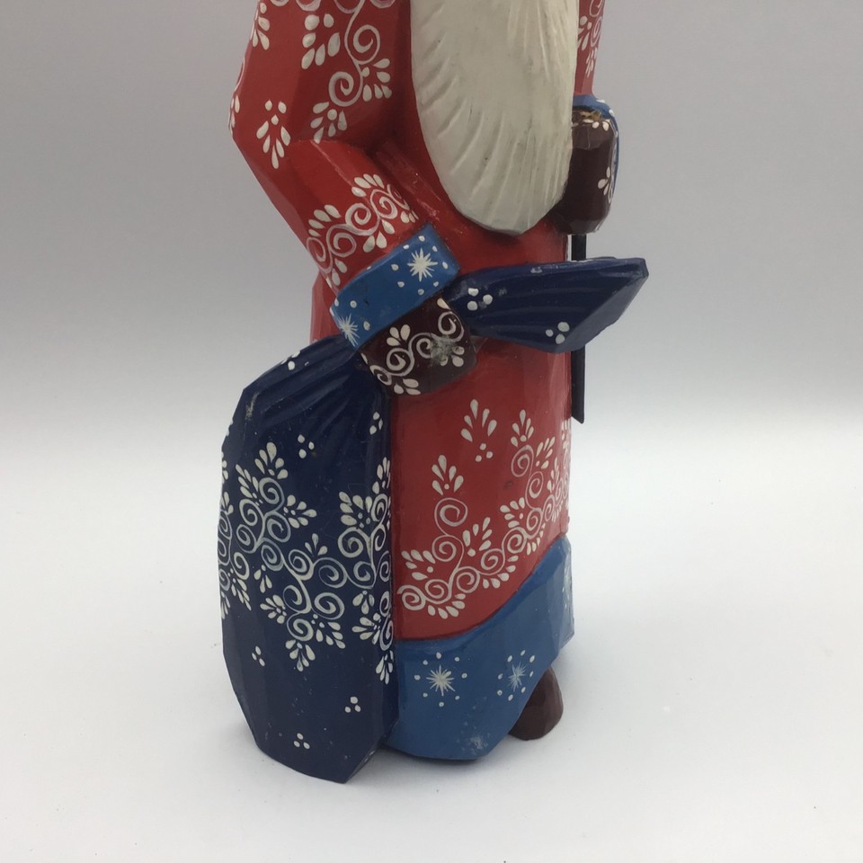 Hand-Carved Russian Santa • Ded Moroz Wooden Figurine • Hand-Painted ...