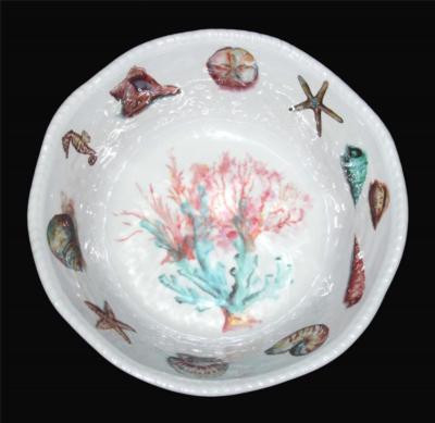 Merritt CORAL SEASHELL Starfish Thick Heavy Melamine 14" Deep Serving ...