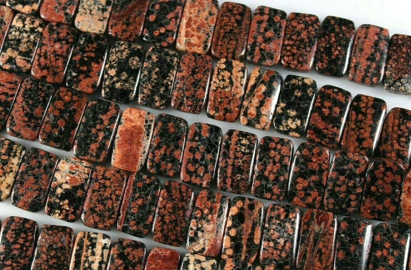 RED SNOWFLAKE JASPER 10x20MM DOUBLE DRILL RECTANGLE BRACELET BEADS 8 ...