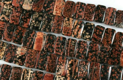 RED SNOWFLAKE JASPER 10x20MM DOUBLE DRILL RECTANGLE BRACELET BEADS 8 ...