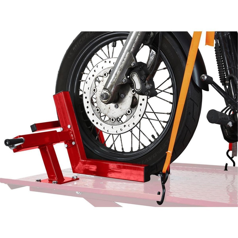 Motorcycle Wheel Vise Stop Chock Brace Accessory Heavy Duty Adjustable ...