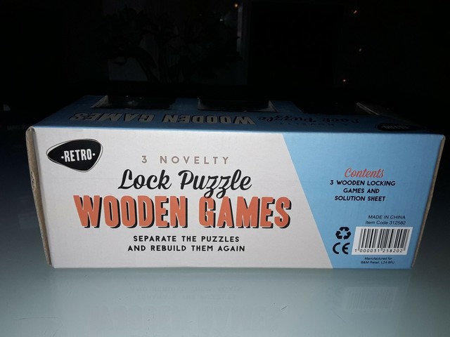 Lock Puzzle Retro 3 Wooden Games Novelty Family Game Gift Present Fun ...