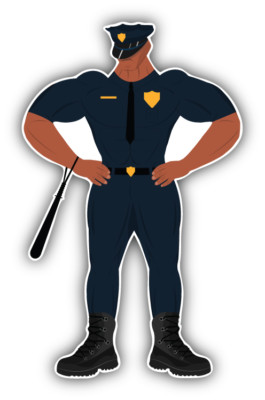Cartoon Muscular Policeman Security Car Bumper Sticker - ''SIZES'' | eBay