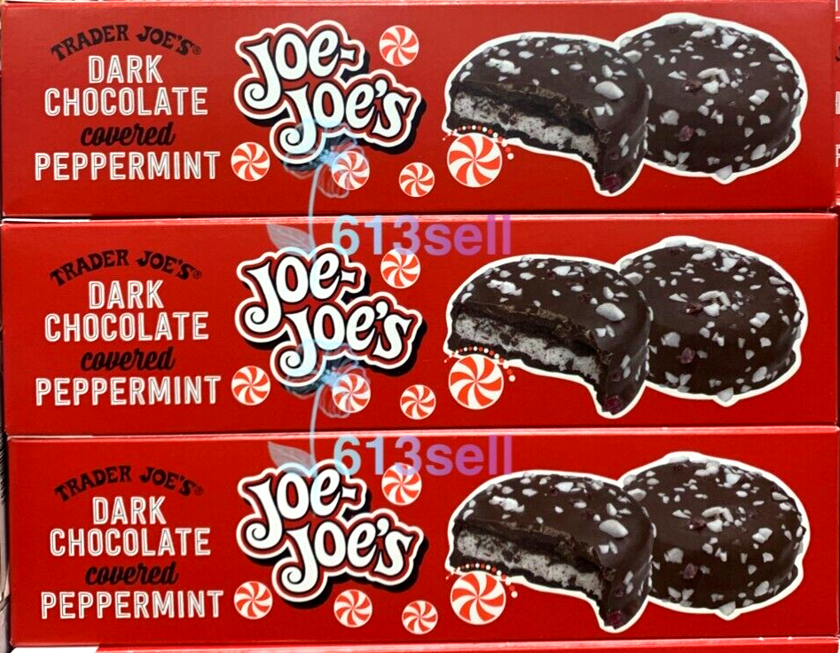 3 x Trader Joe's Dark Chocolate Covered Peppermint Joe-Joe's Cookies 9. ...