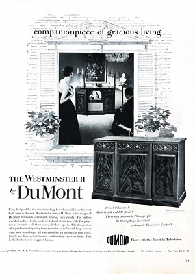 1950 DuMONT TV Large Vintage Print Ad Television Set Console Cabinet | eBay