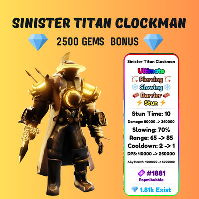 *Ultimate * | Sinister Titan Clockman | Toilet Tower Defense|TTD Units ...