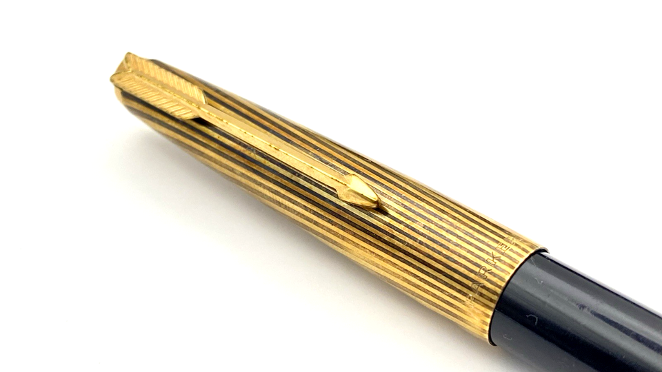 VINTAGE PARKER 61 HERITAGE FOUNTAIN PEN IN BOX BLACK 14K GOLD MEDIUM ...