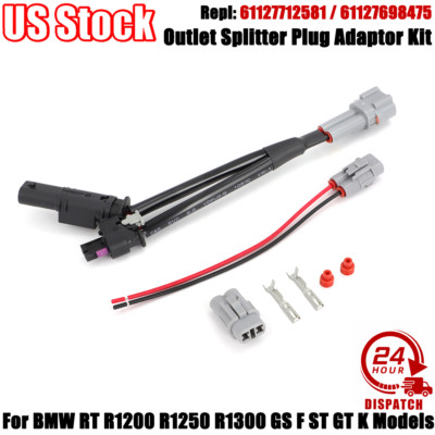 For BMW Outlet Splitter Plug Adaptor Kit RT R1200 R1250 R1300 GS F ST ...