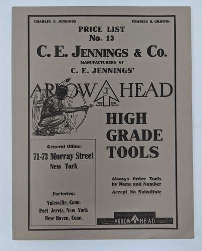 C. E. Jennings and Co.High Grade Tools Catalog 1913 MWTCA Reprint | eBay