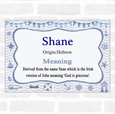 Shane Name Meaning Nautical Certificate | eBay UK