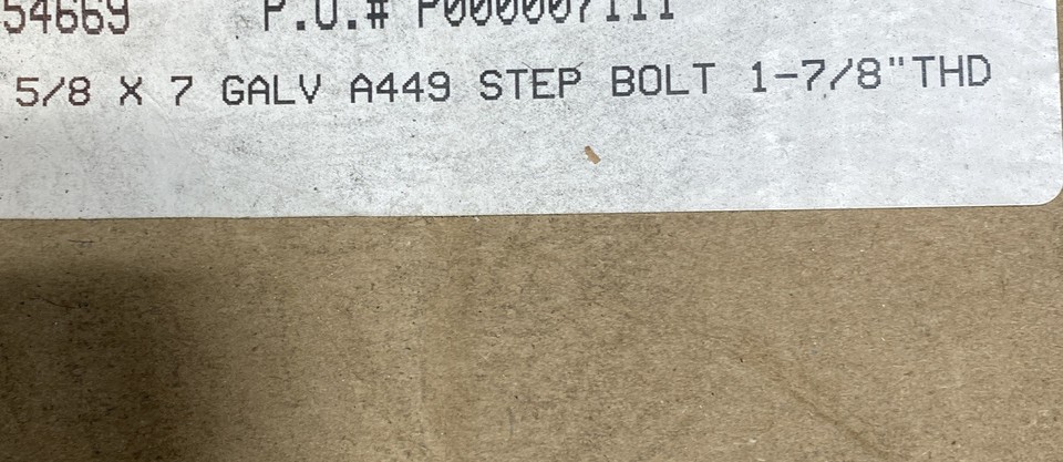 Portland Bolt 5/8" x 7" Galvanized A449 Tower Step Bolt 1-7/8" THD W ...