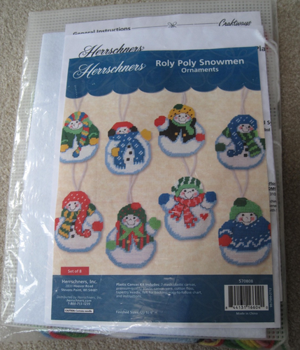 Herschners Roly Poly Snowmen Ornament kit Plastic Canvas 7-mesh | eBay